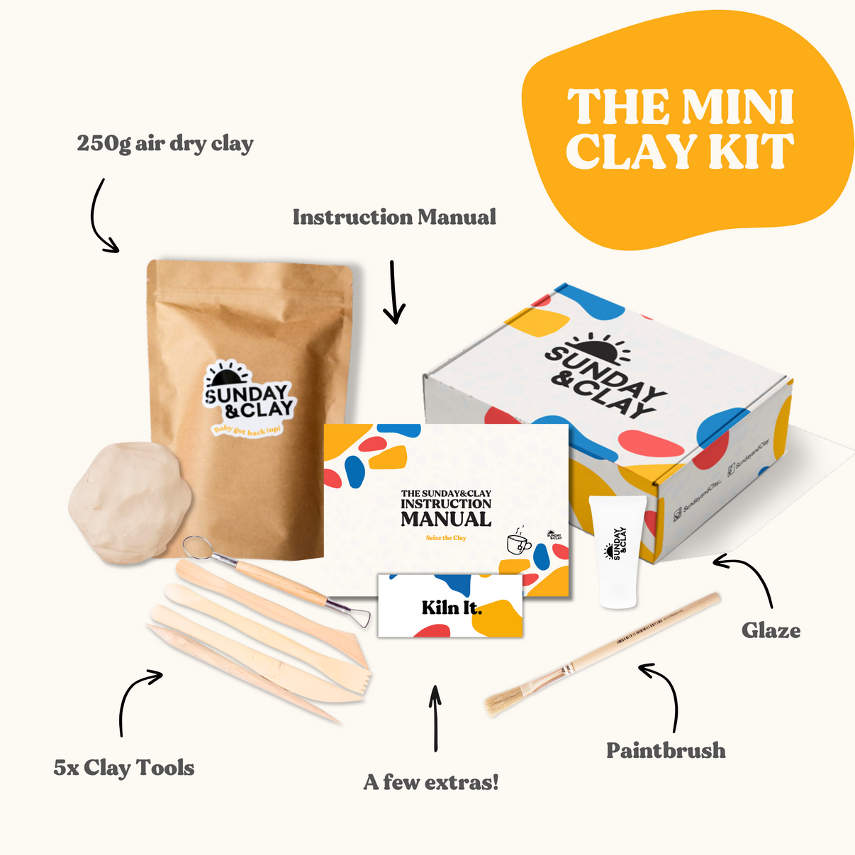 Mini Air Dry Clay Kit | Perfect DIY Pottery Kit for Beginners – Sunday&Clay